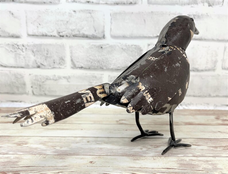 Rustic Repurposed Recycled Vintage Scrap Metal Crow Raven Bird Statue ...