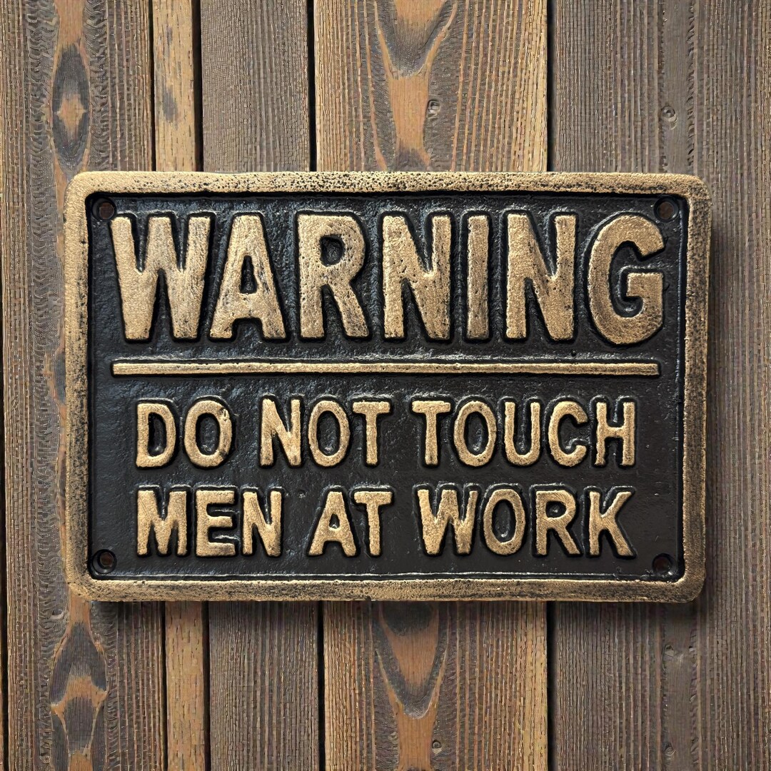 Hand Painted Cast Iron Sign: Warning, Men at Work (8" X 5.5") - Etsy