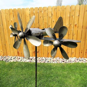 Metal Triple Propeller Plane Airplane Spinner Propeller Yard Garden ...