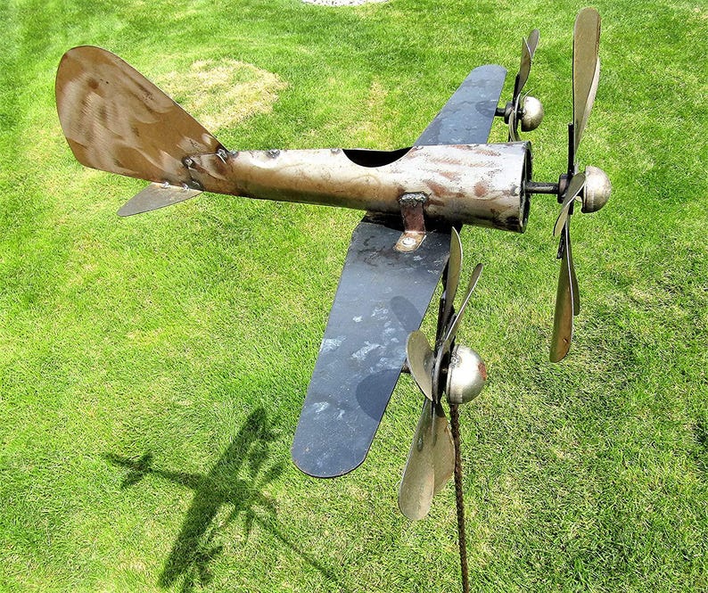 Metal Triple Propeller Plane Airplane Spinner Propeller Yard Garden ...