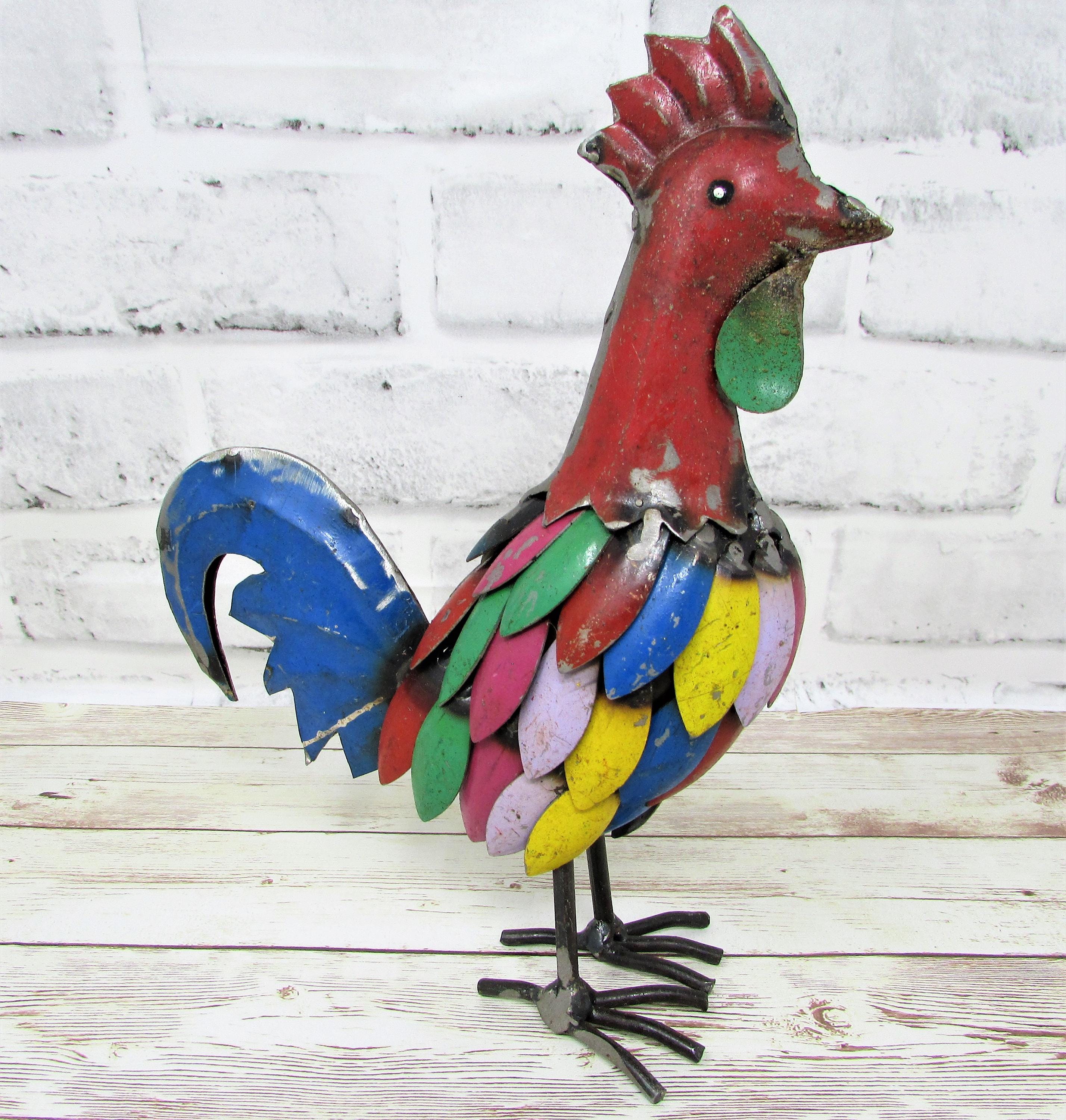 Rustic Small 9 Inch Tall Repurposed Vintage Scrap Metal Rooster Chicken ...