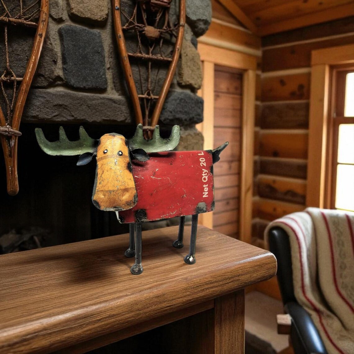 Rustic 8" X 9.5" Small Repurposed Vintage Scrap Metal Moose Statue Home ...