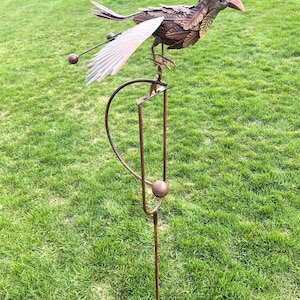 Kinetic Metal Roadrunner Road Runner Bird Yard Stake Wind Spinner ...