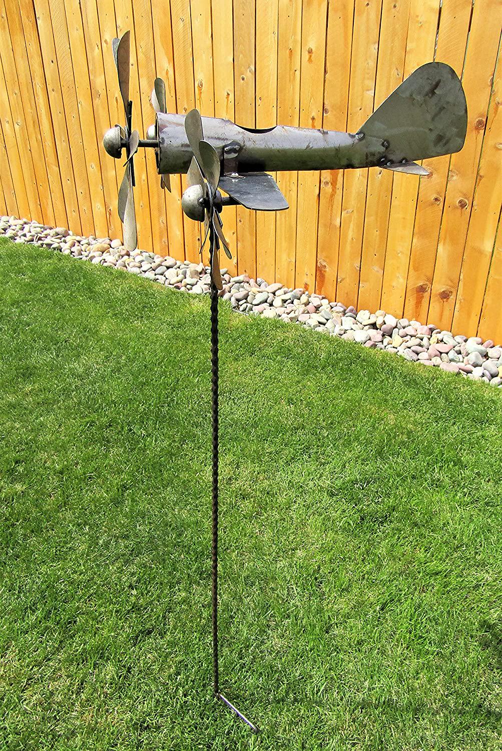 Metal Triple Propeller Plane Airplane Spinner Propeller Yard Garden ...