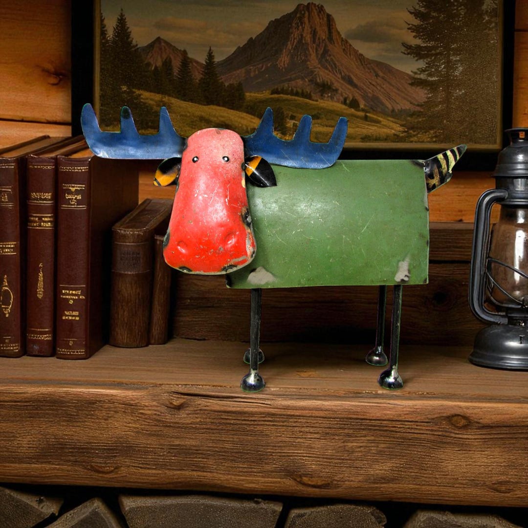 Repurposed Vintage Scrap Metal Moose Statue: Rustic Farmhouse Decor 14. ...