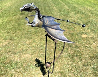 Kinetic Metal Bronze and Green Olga Owl Yard Stake Wind Spinner Rocker ...