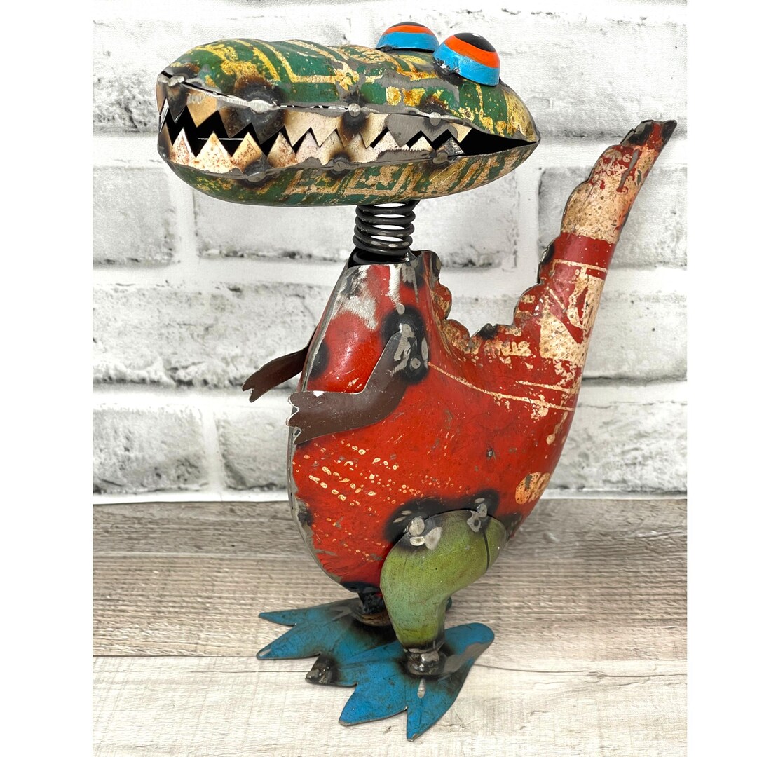 Rustic Repurposed Recycled Vintage Scrap Metal T Rex Raptor Dinosaur ...