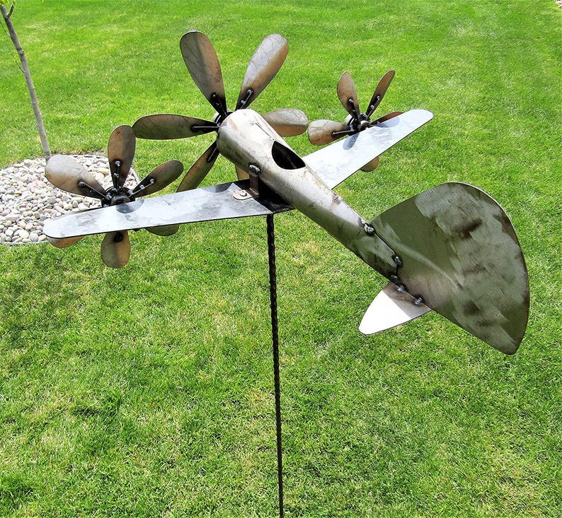 Metal Triple Propeller Plane Airplane Spinner Propeller Yard Garden ...