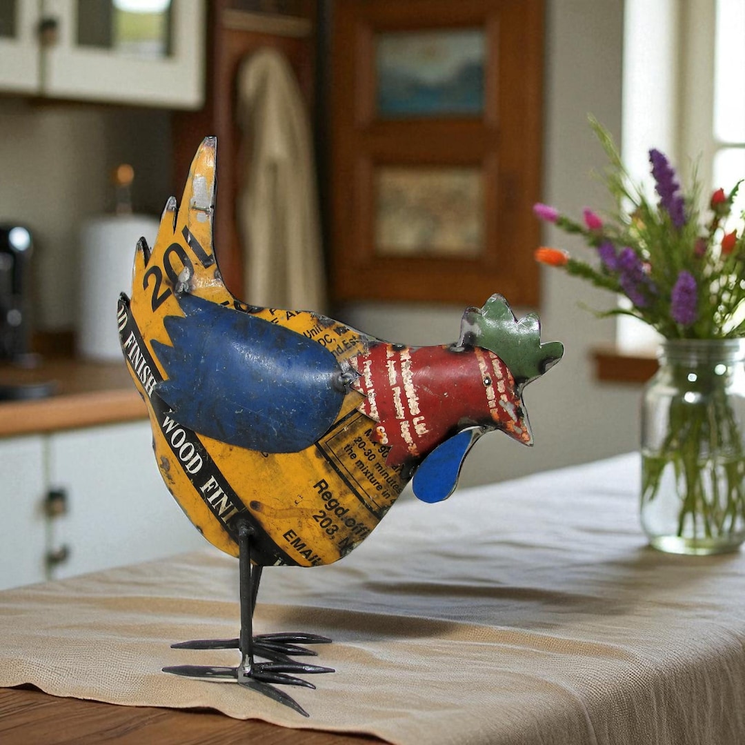 Rustic 12.75" Tall Repurposed Vintage Scrap Metal Welded Hen Chicken ...