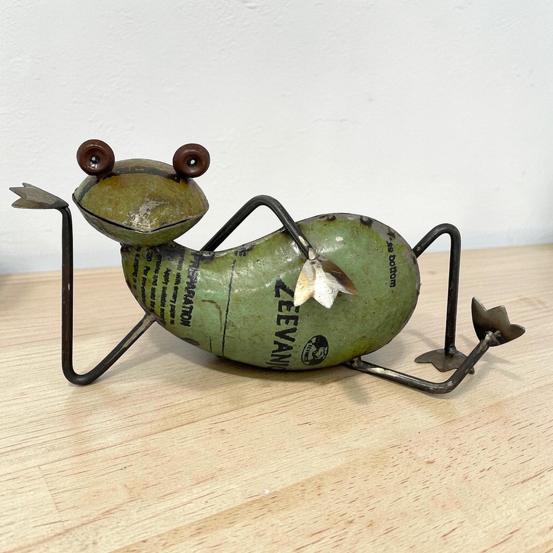Recycled Scrap Metal Frog Statue: Green Laying Sassy Garden Decor - Etsy