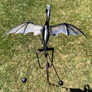 Kinetic Metal Mystical Dragon Yard Stake Wind Spinner, Rocking Garden ...