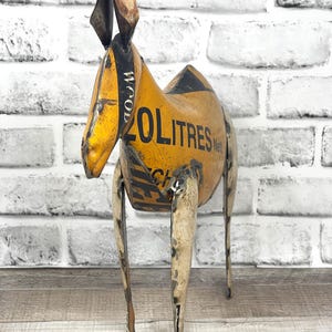 15" Rustic Repurposed Recycled Yellow Vintage Scrap Metal Donkey Mule ...