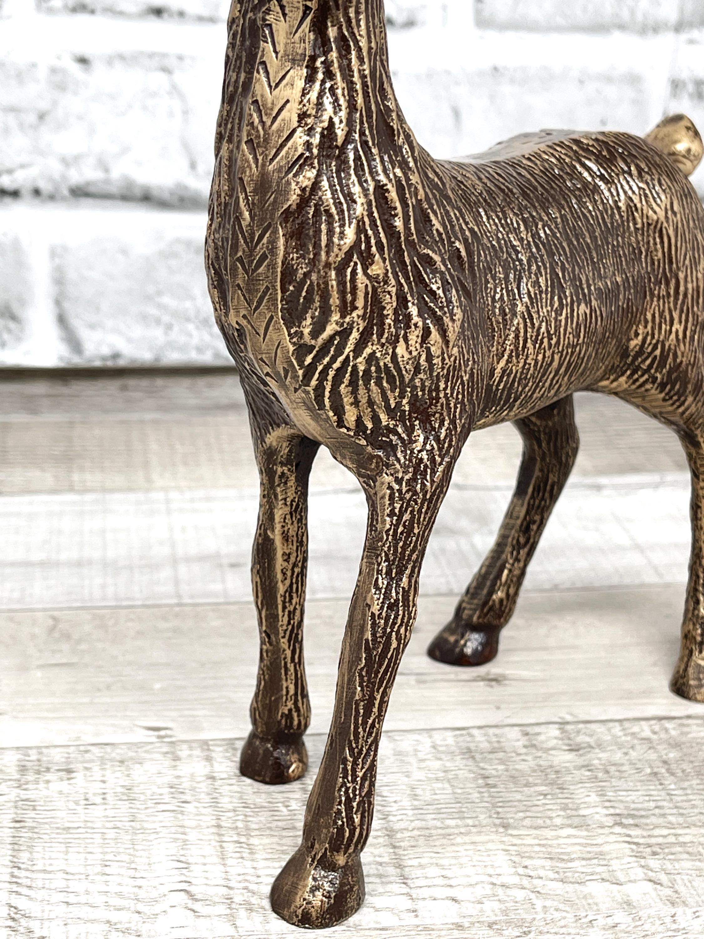 Set of 2 Hand Painted Dark Brown W/ Gold Accents Deer Buck Musk Statues ...