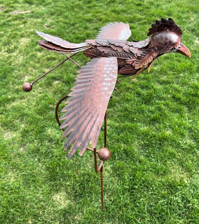 Kinetic Metal Roadrunner Road Runner Bird Yard Stake Wind Spinner ...