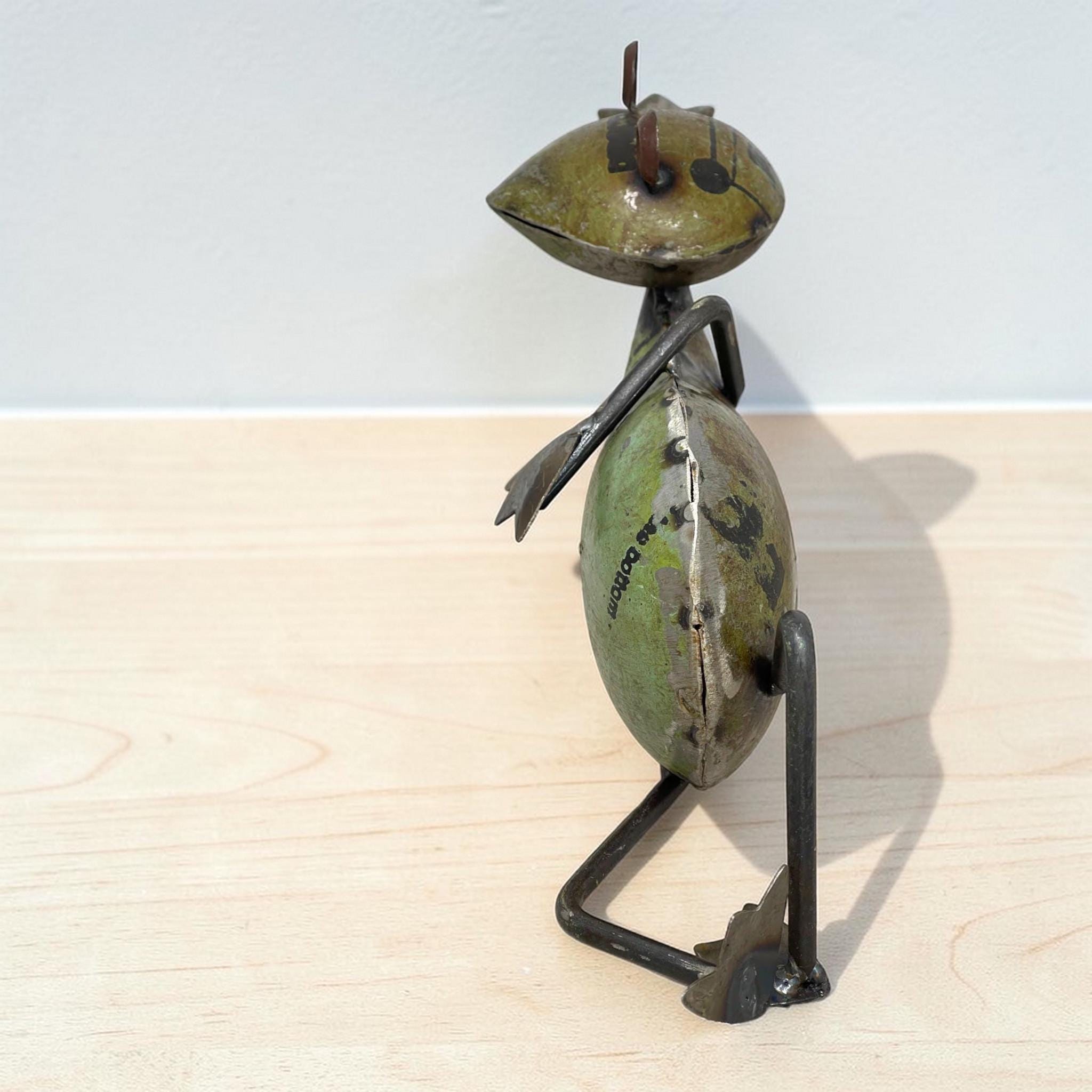 Recycled Scrap Metal Frog Statue: Green Laying Sassy Garden Decor - Etsy