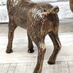 Set of 2 Hand Painted Dark Brown W/ Gold Accents Deer Buck Musk Statues ...