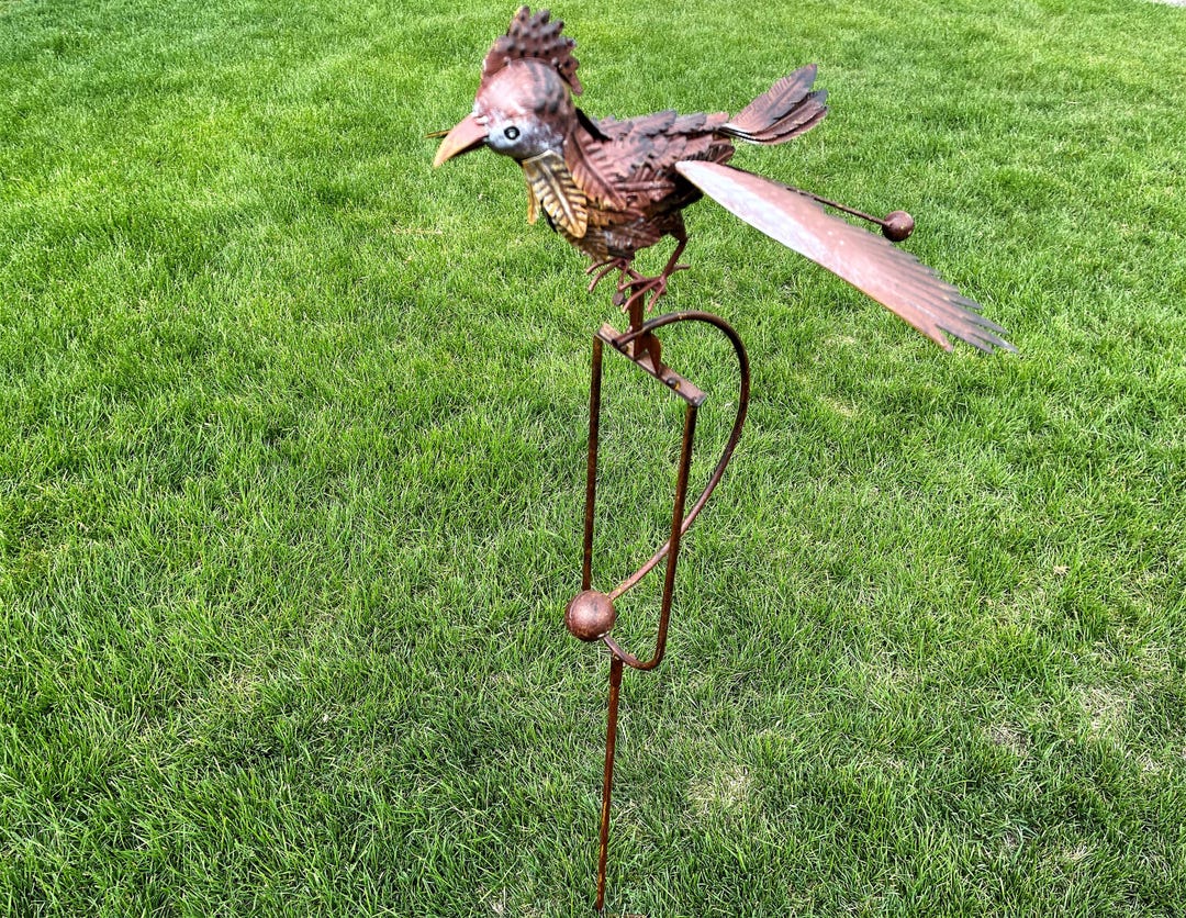 Kinetic Metal Roadrunner Road Runner Bird Yard Stake Wind Spinner ...