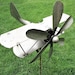 Heavy Duty Metal Bi Plane Airplane Spinner Propeller Yard Garden Stake ...
