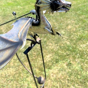 Kinetic Metal Mystical Dragon Yard Stake Wind Spinner, Rocking Garden ...