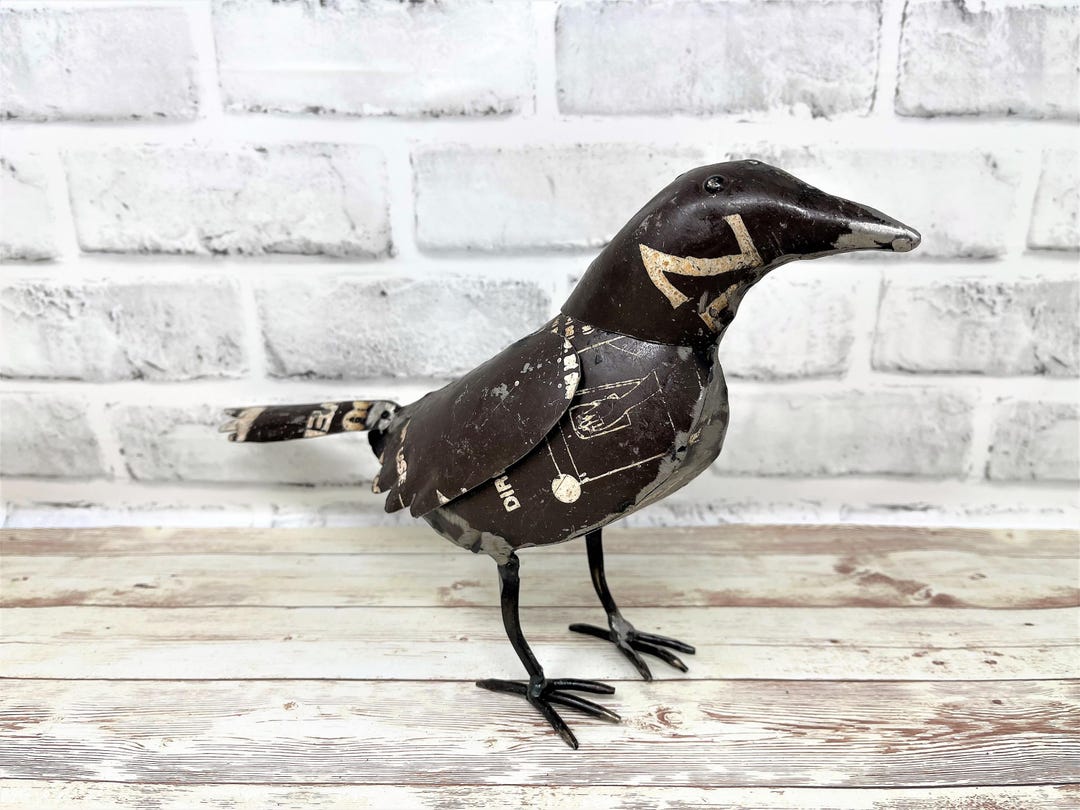 Rustic Repurposed Recycled Vintage Scrap Metal Crow Raven Bird Statue ...