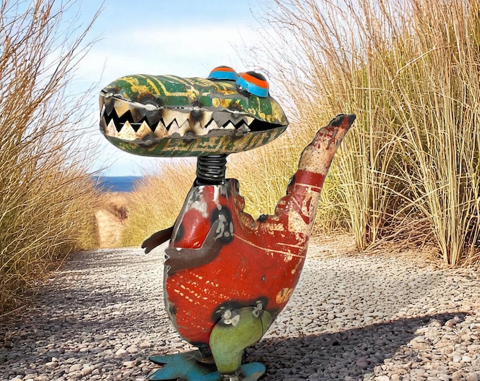 Rustic Repurposed Recycled Vintage Scrap Metal T Rex Raptor Dinosaur ...