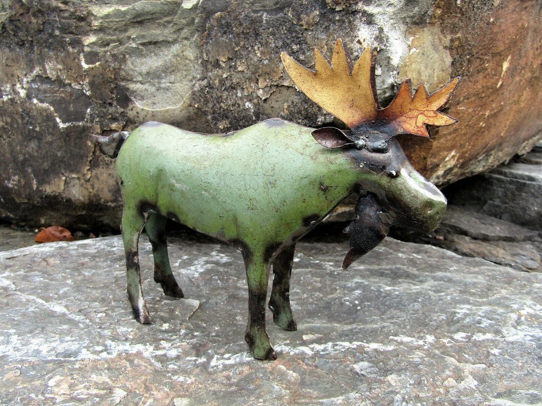 Rustic Small 7" Tall Repurposed Vintage Scrap Metal Realistic Moose ...