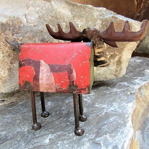 Rustic 8" X 9.5" Small Repurposed Vintage Scrap Metal Moose Statue Home ...