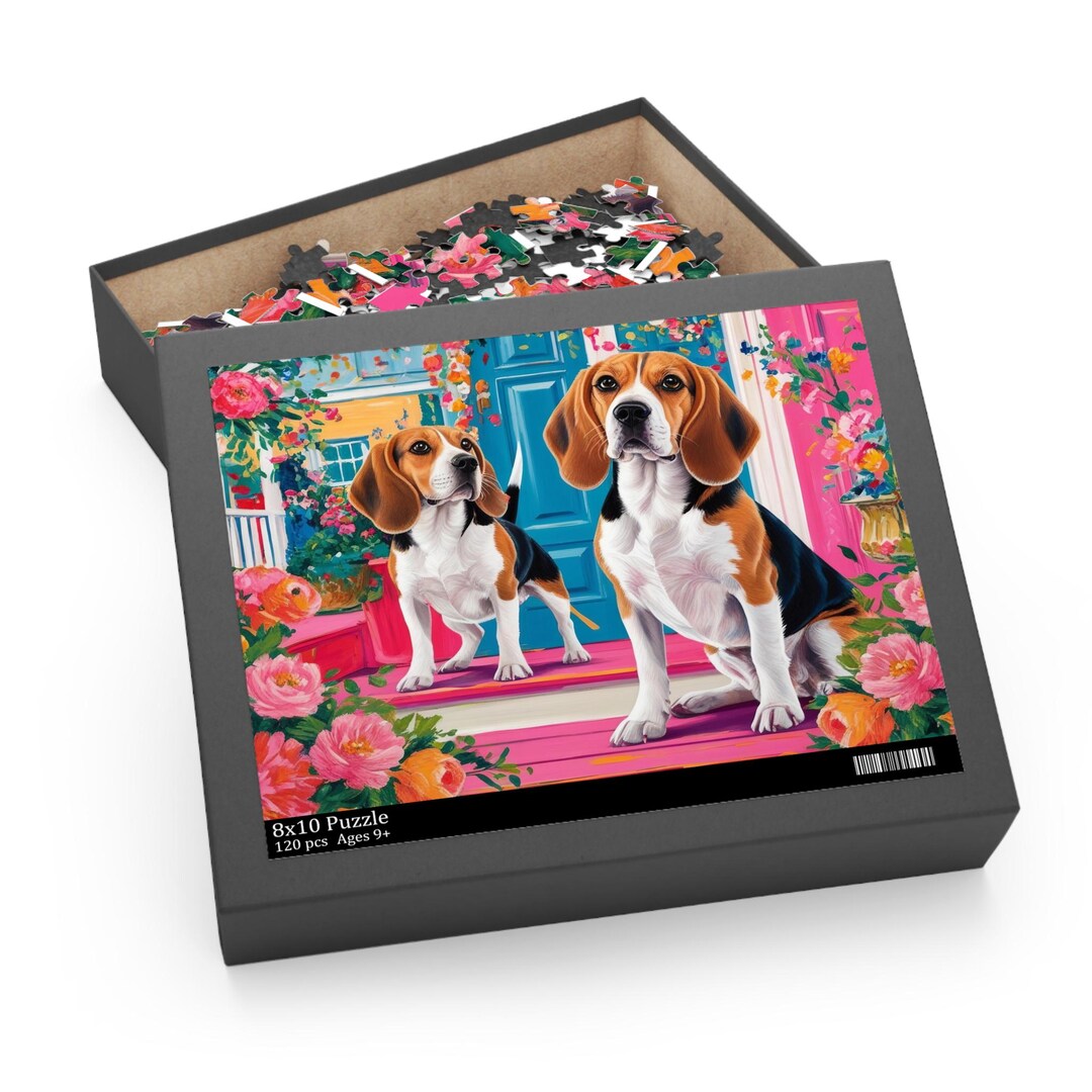 Colorful Dog Puzzle, Beagle Dogs Puzzle Fun, Artistic Beagle Puzzle ...