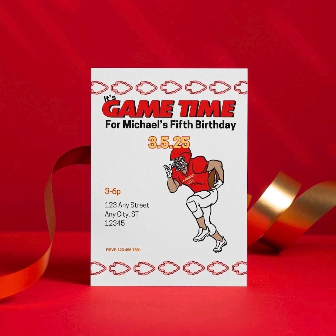 Kansas City Chiefs Birthday Invitation: Editable Football Theme ...