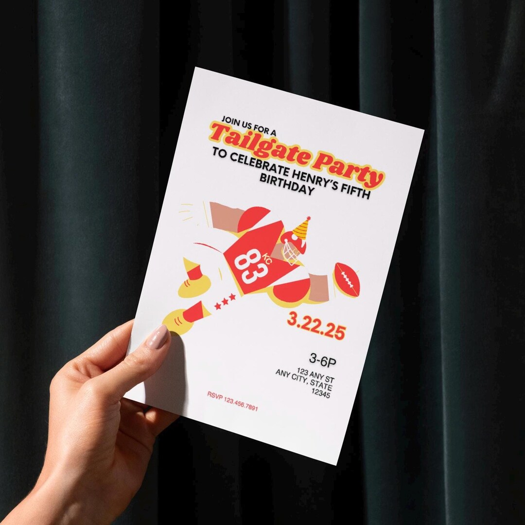 Kansas City Chiefs Birthday Invitation: Editable Football Tailgate ...