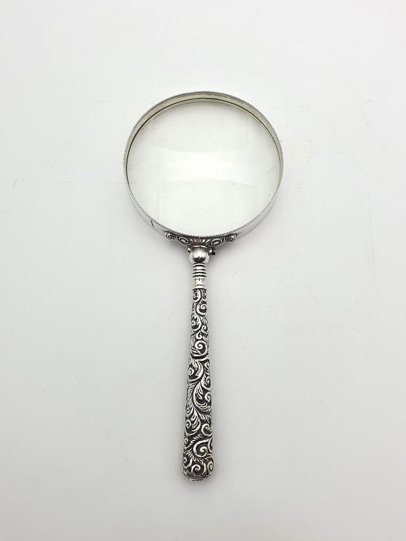 Antique Silver Handled Magnifying Glass Large 1914 Vintage Desk ...