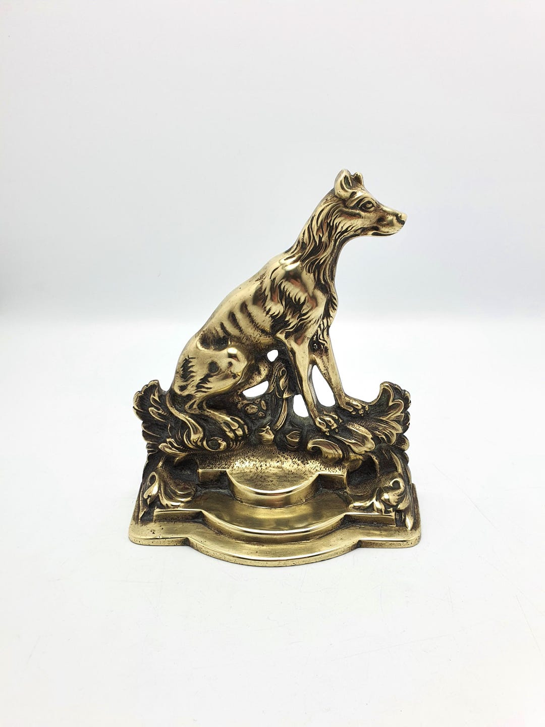 Antique Brass Dog Doorstop Small 1920s – Vintage Dog Figurine Door Stop ...