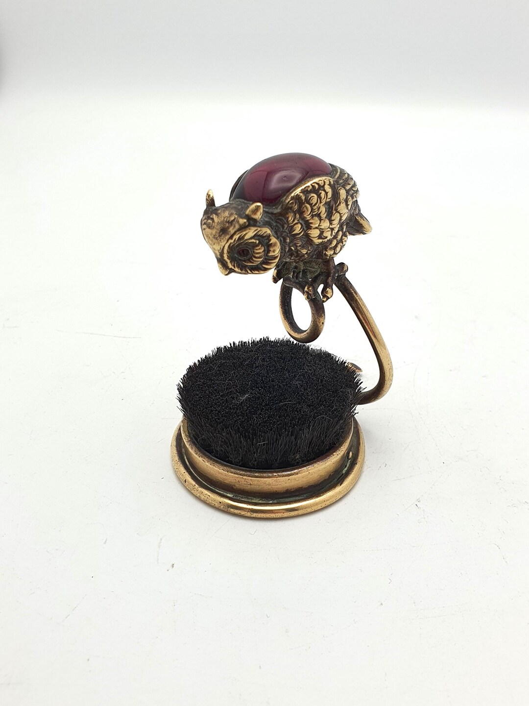 Victorian Brass Owl Pen Wipe, Antique Novelty Desk Accessory, Circa ...