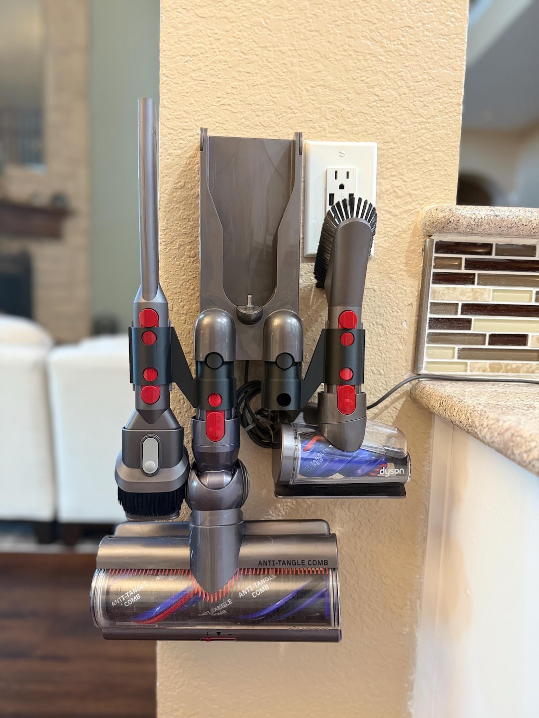 Dyson Wall Mount Accessory Holder for V7, V8, V10, V11, V15 – 6 Tool Organizer for Vacuum ...