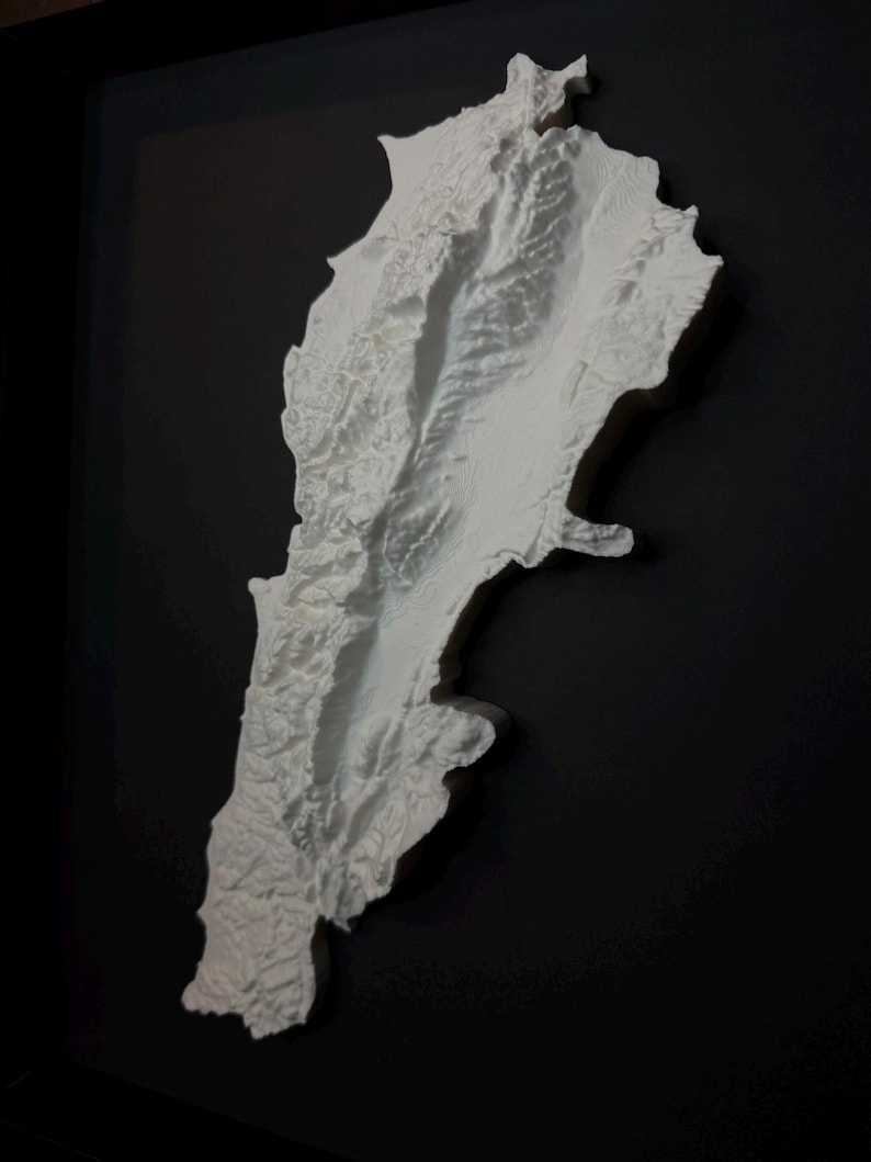 3D Lebanon Map Wall Art: Topography in Black Wood Frame - Etsy