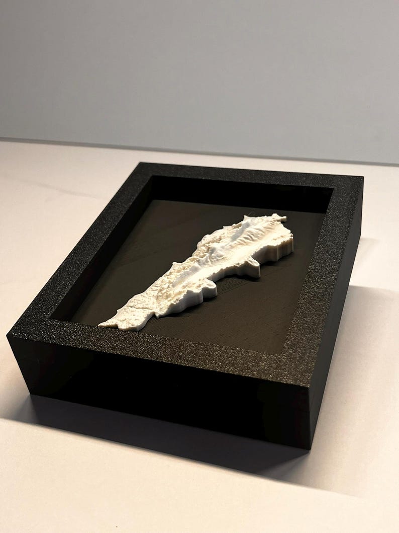3D Lebanon Map Wall Art | Topography Map With Frame | Home and Office ...