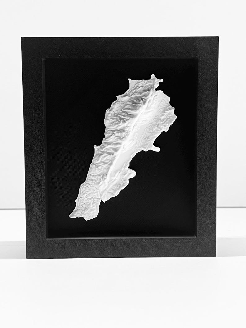 3D Lebanon Map Wall Art: Topography in Black Wood Frame - Etsy