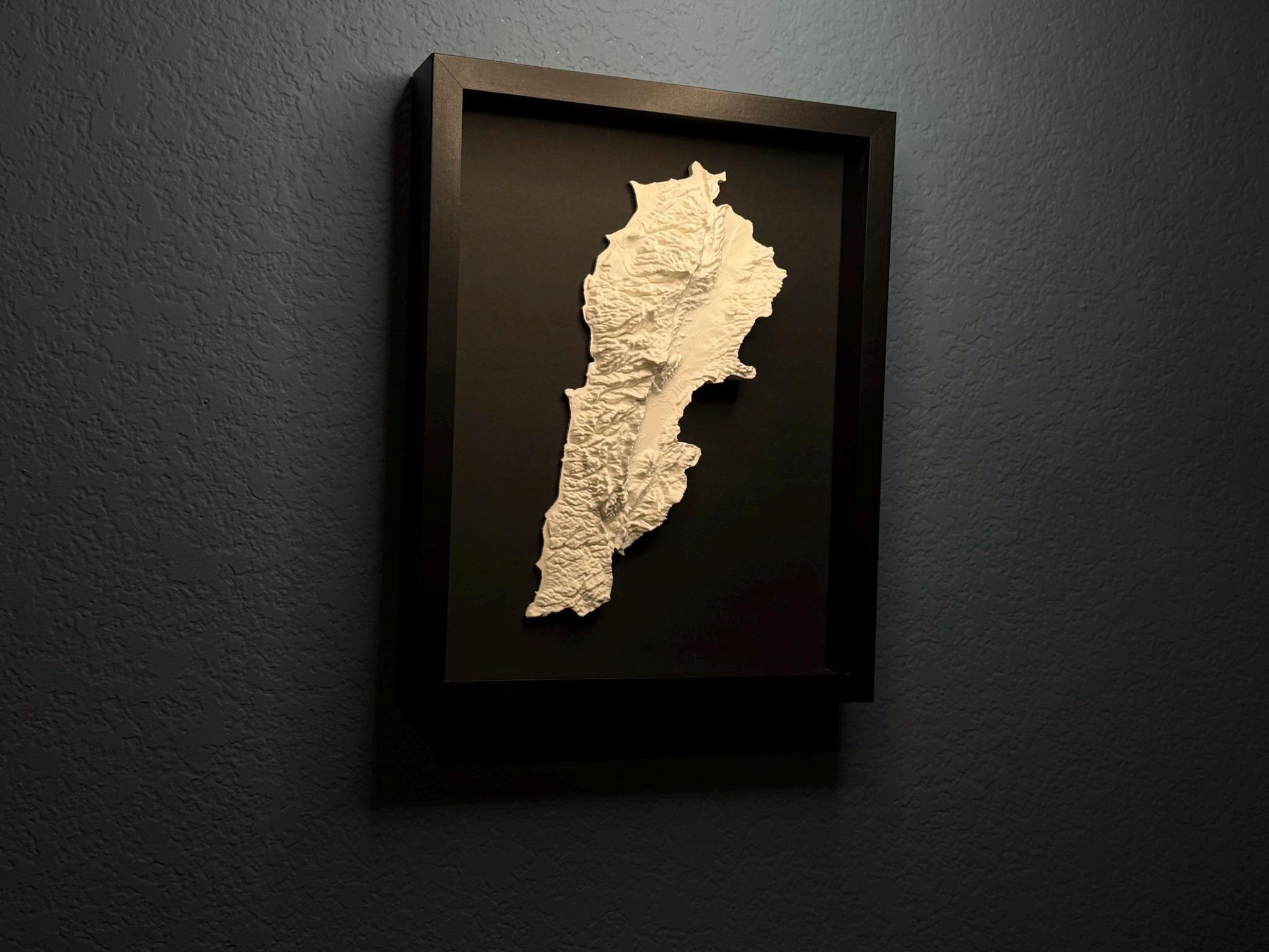 3D Lebanon Map Wall Art | Topography Map With Frame | Home and Office ...