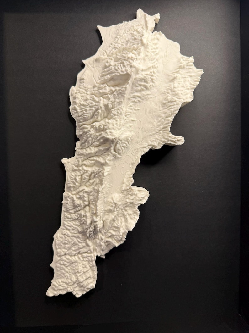 3D Lebanon Map Wall Art: Topography in Black Wood Frame - Etsy