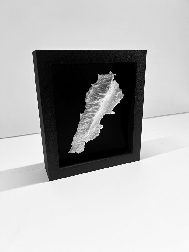 3D Lebanon Map Wall Art | Topography Map With Frame | Home and Office ...