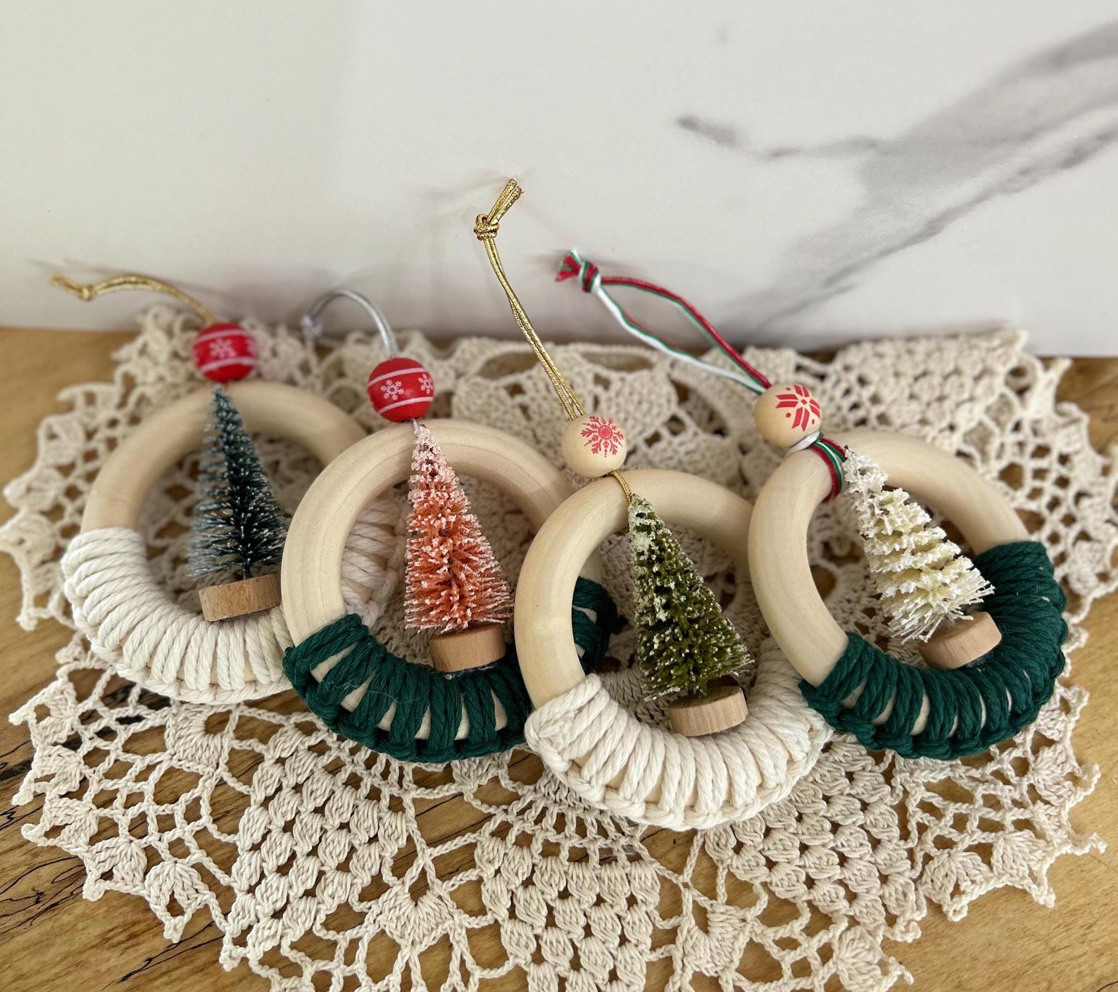 Macrame Christmas Ornament, Handmade Christmas Decor, Christmas Tree ...