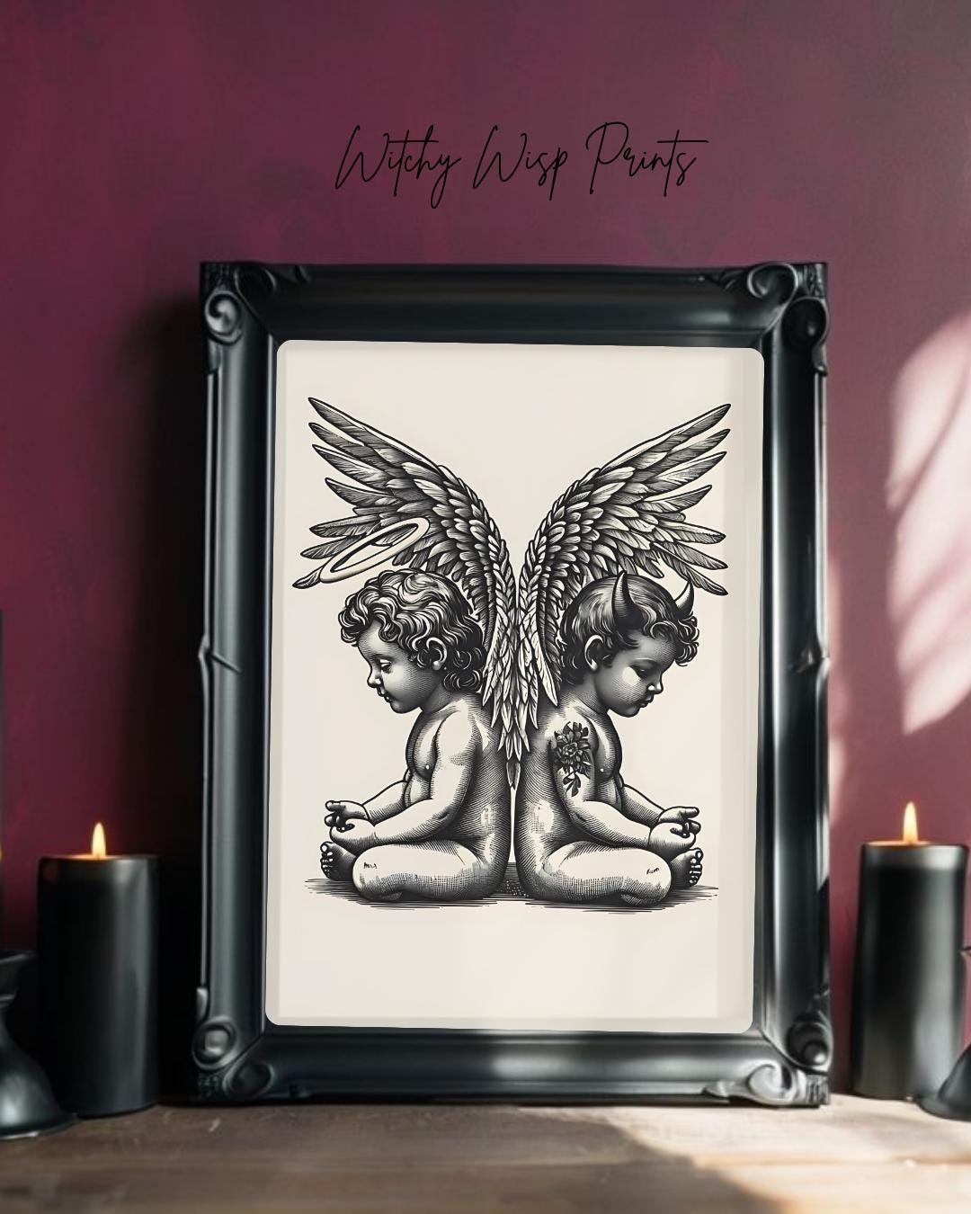 Baby Angel and Devil Print | Satan | Good and Evil | Dark Arts | Angel ...