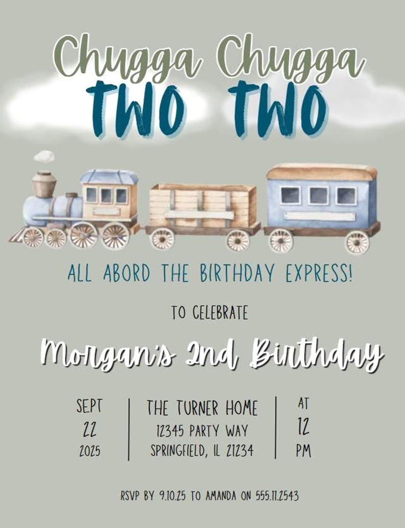 Train Theme Birthday Invitation - Etsy