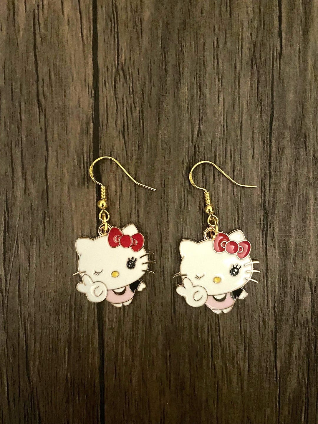Peace Sign Hello Kitty Earrings - Etsy