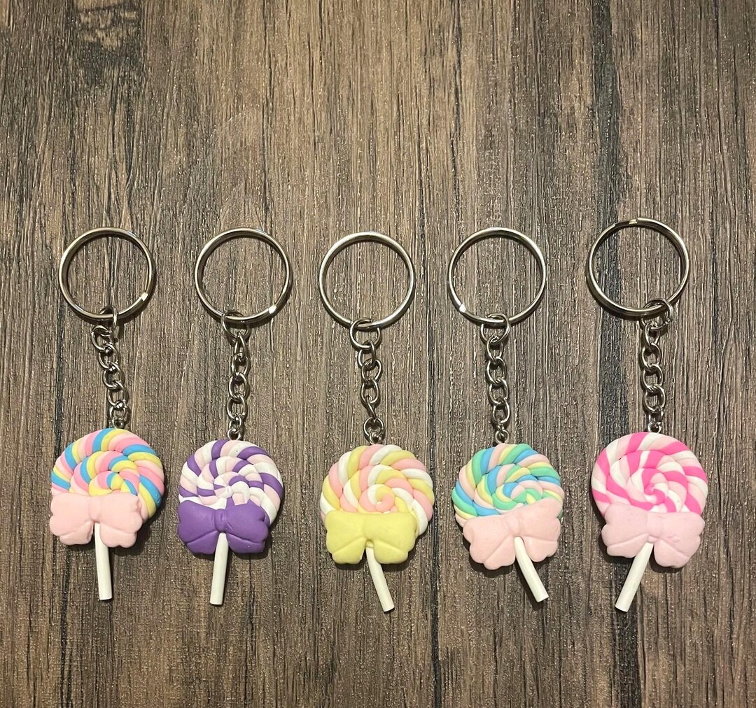 5-piece Assorted Colors Lollipop Keychain Set - Etsy