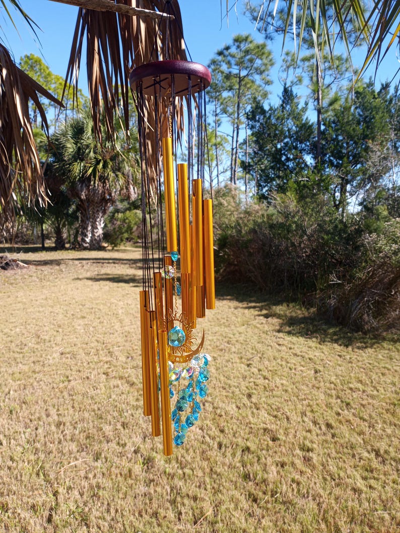 Golden Wind Chime and Suncatcher Sun and Moon Themed - Etsy