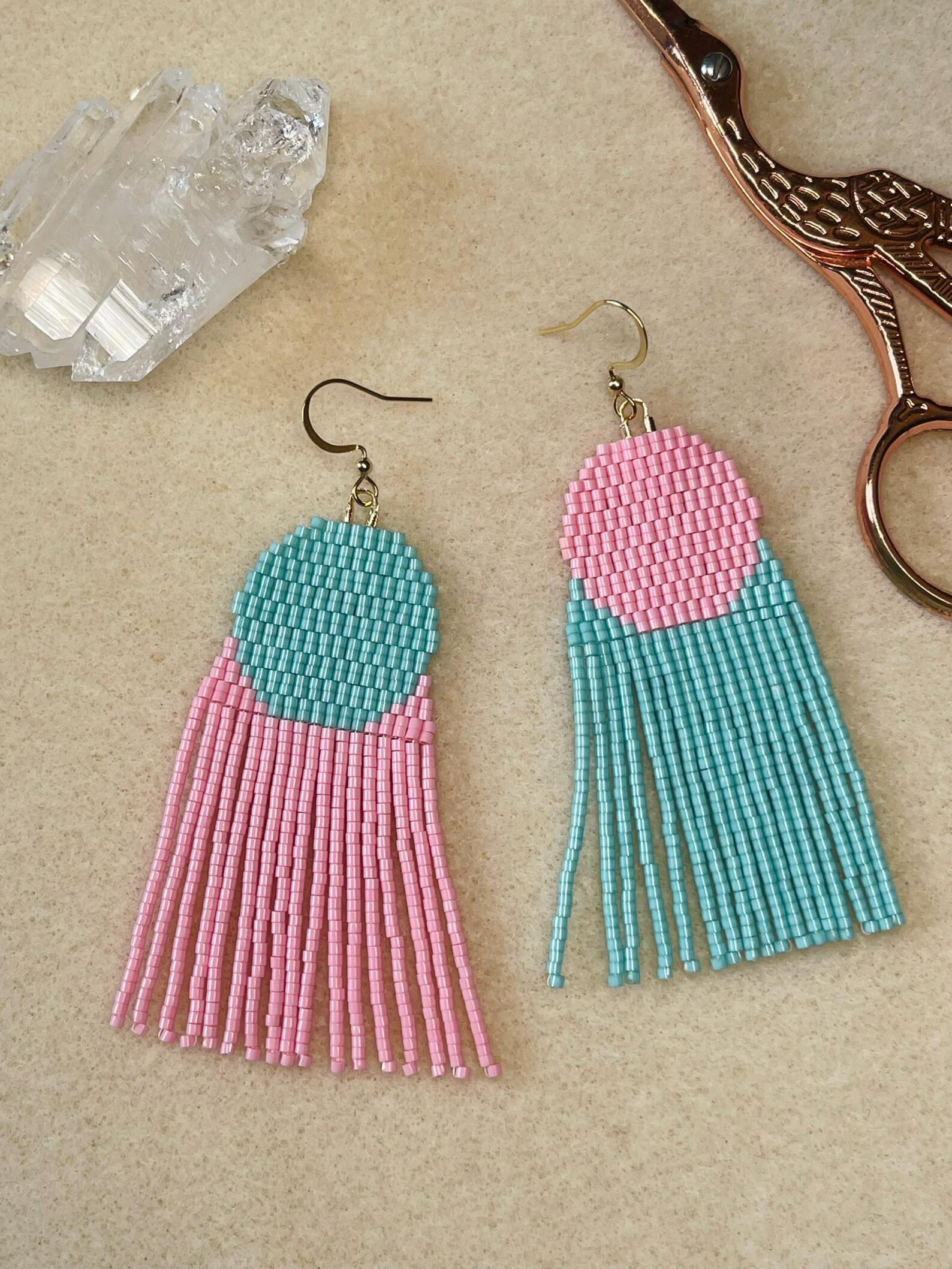 Solara Colorpop：colorful Beaded Fringe Earrings | Handwoven | Handmade ...