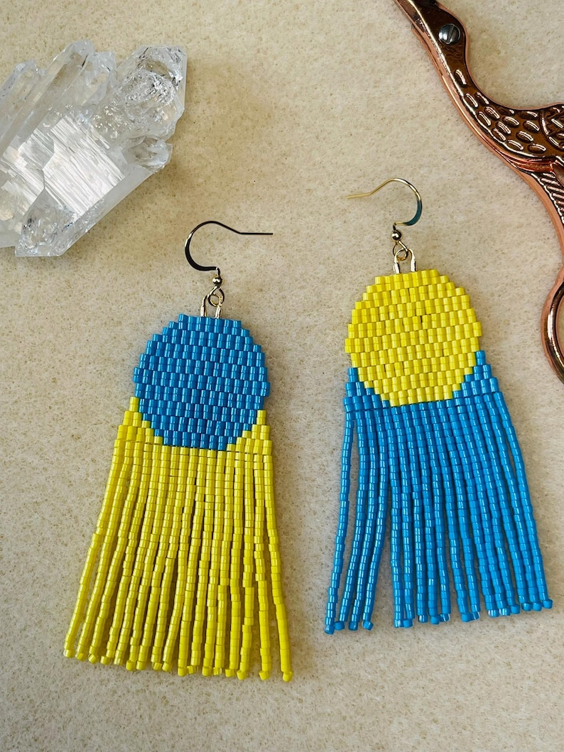 Solara Colorpop：colorful Beaded Fringe Earrings | Handwoven | Handmade ...