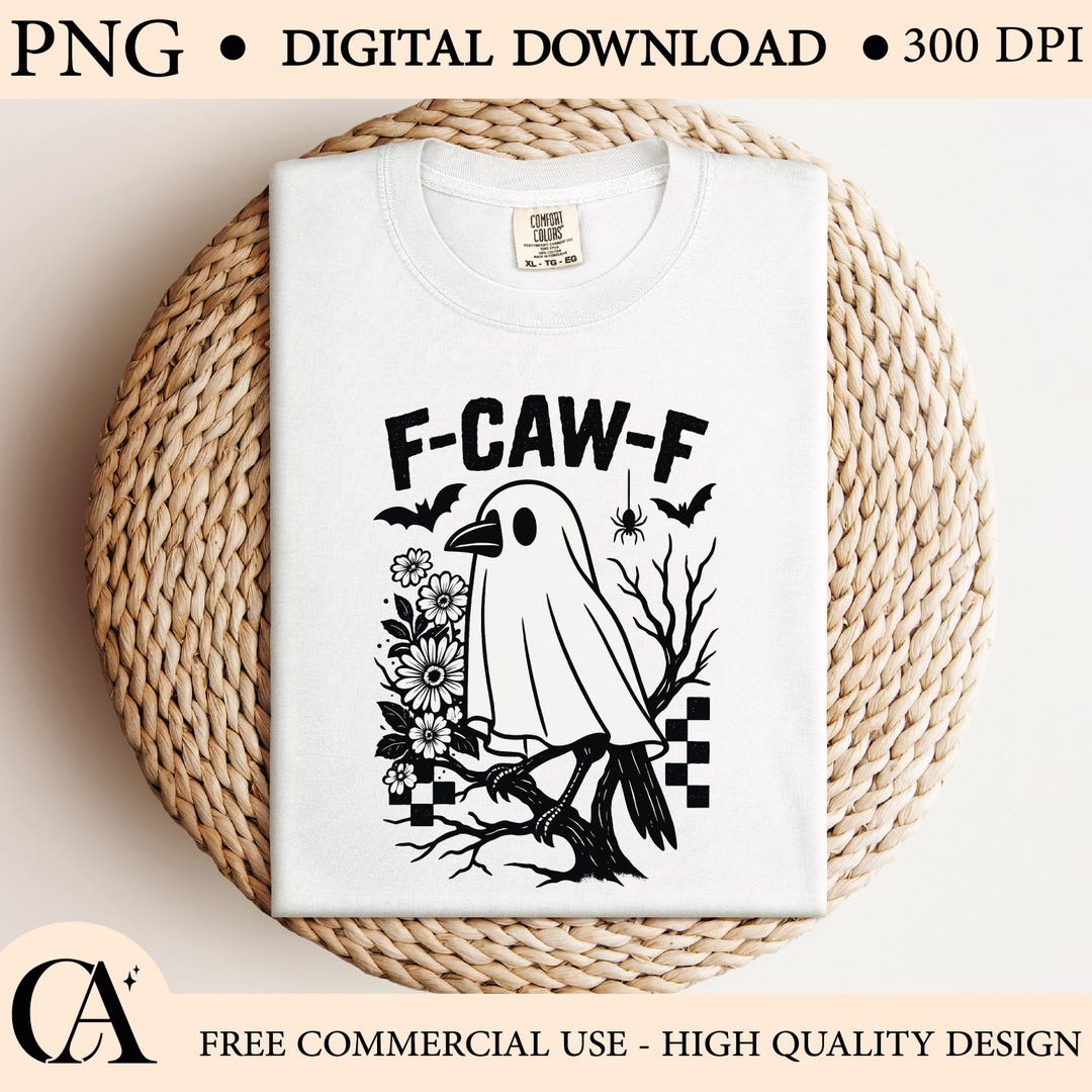 Funny Ghost Crow PNG: Spooky Halloween Shirt Design (digital Download ...
