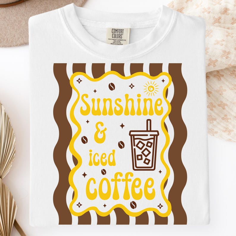 Sunshine & Iced Coffee SVG Bundle: Retro Summer Coffee PNG Pack ...